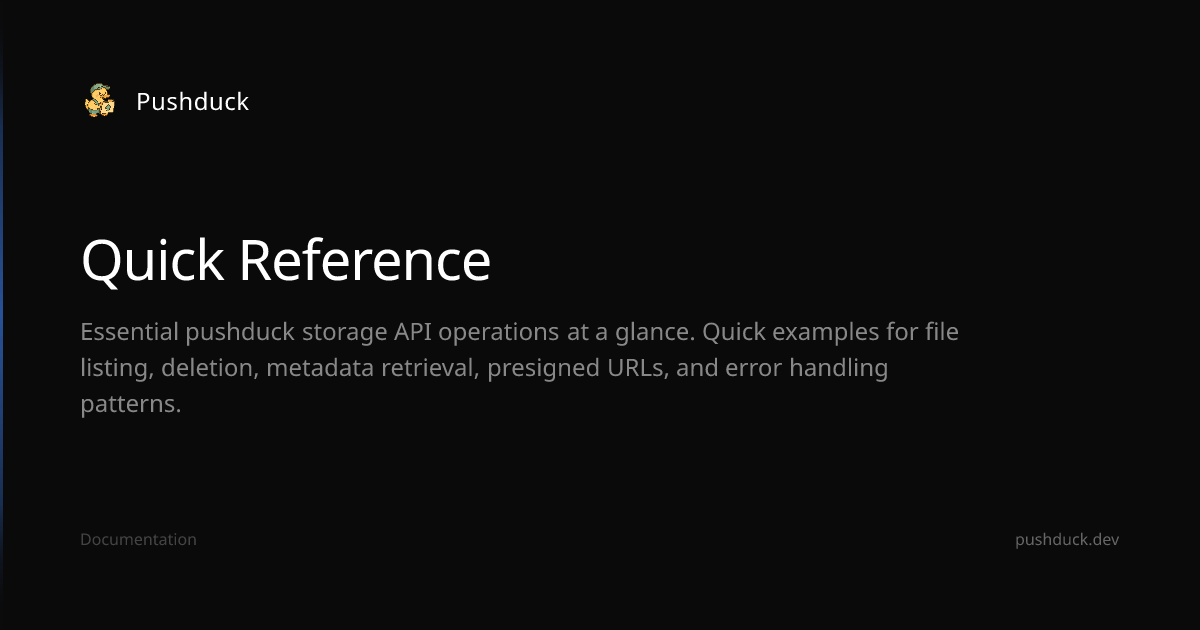 Quick Reference | Pushduck